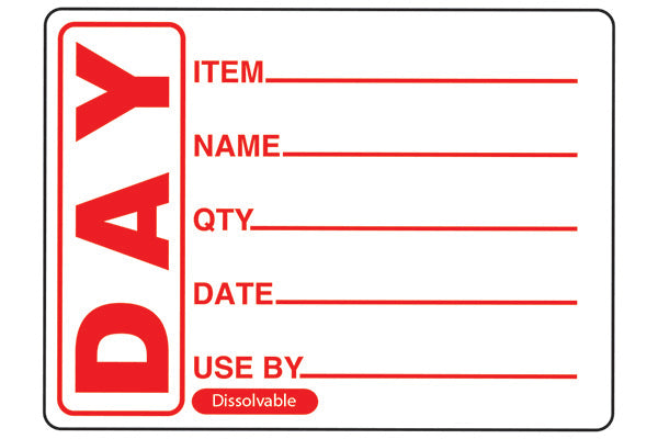 Pack Of 500 Red Day Dissolvable Label 50mm x 65mm – UKCS Group