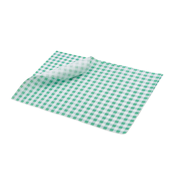 Greaseproof Paper Sheets Gingham Print Design - Green 25x20cm & Brown ...
