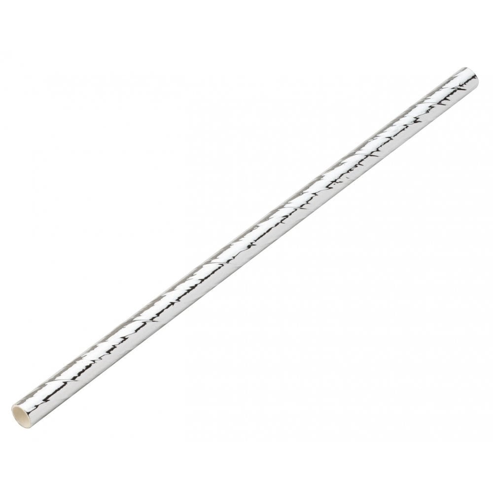 Pack Of 250 140mm 6mm Bore Paper Cocktail Sip Straws All Silver – UKCS ...